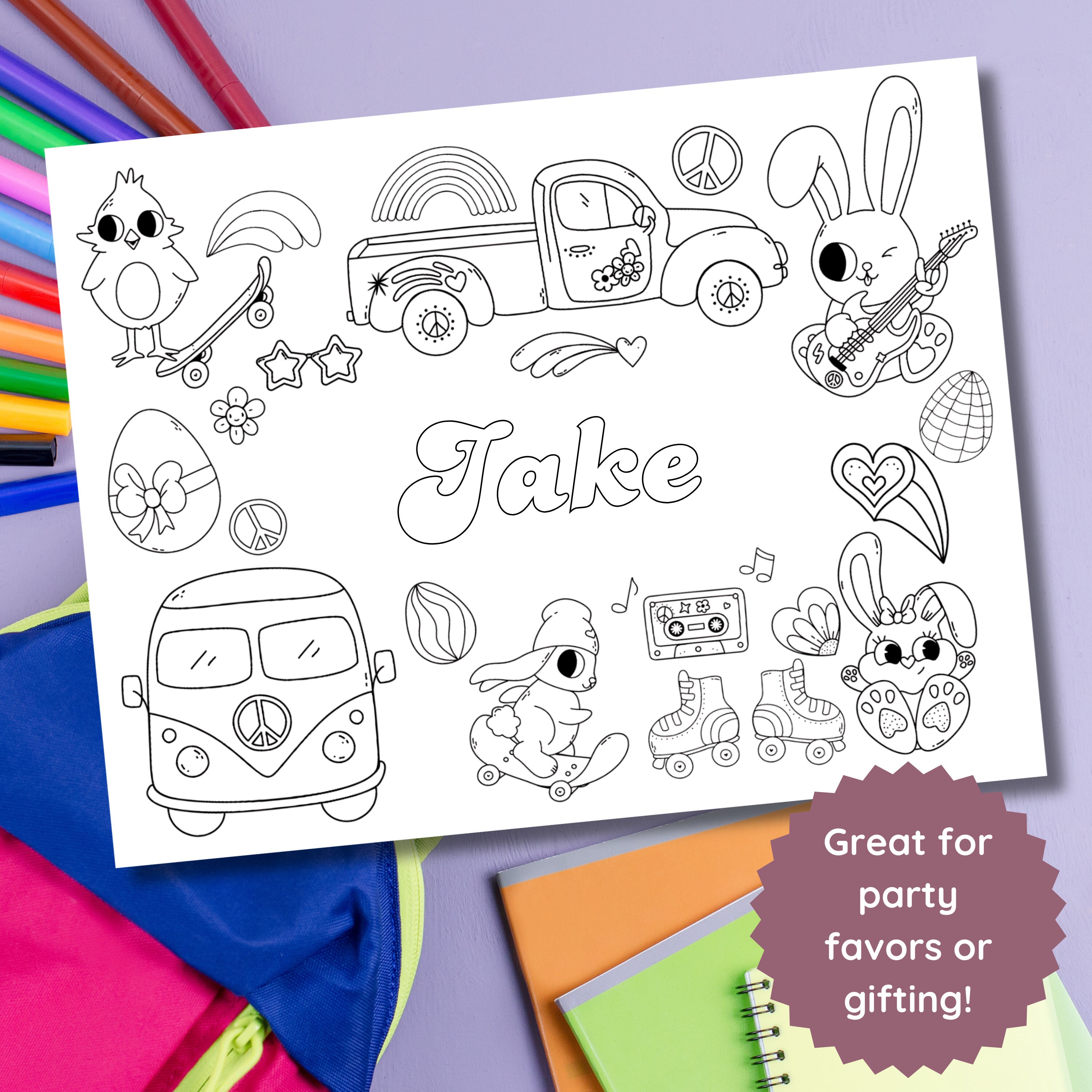 Personalized Kids Coloring Page, Customized Easter Gift, Printable Name ...