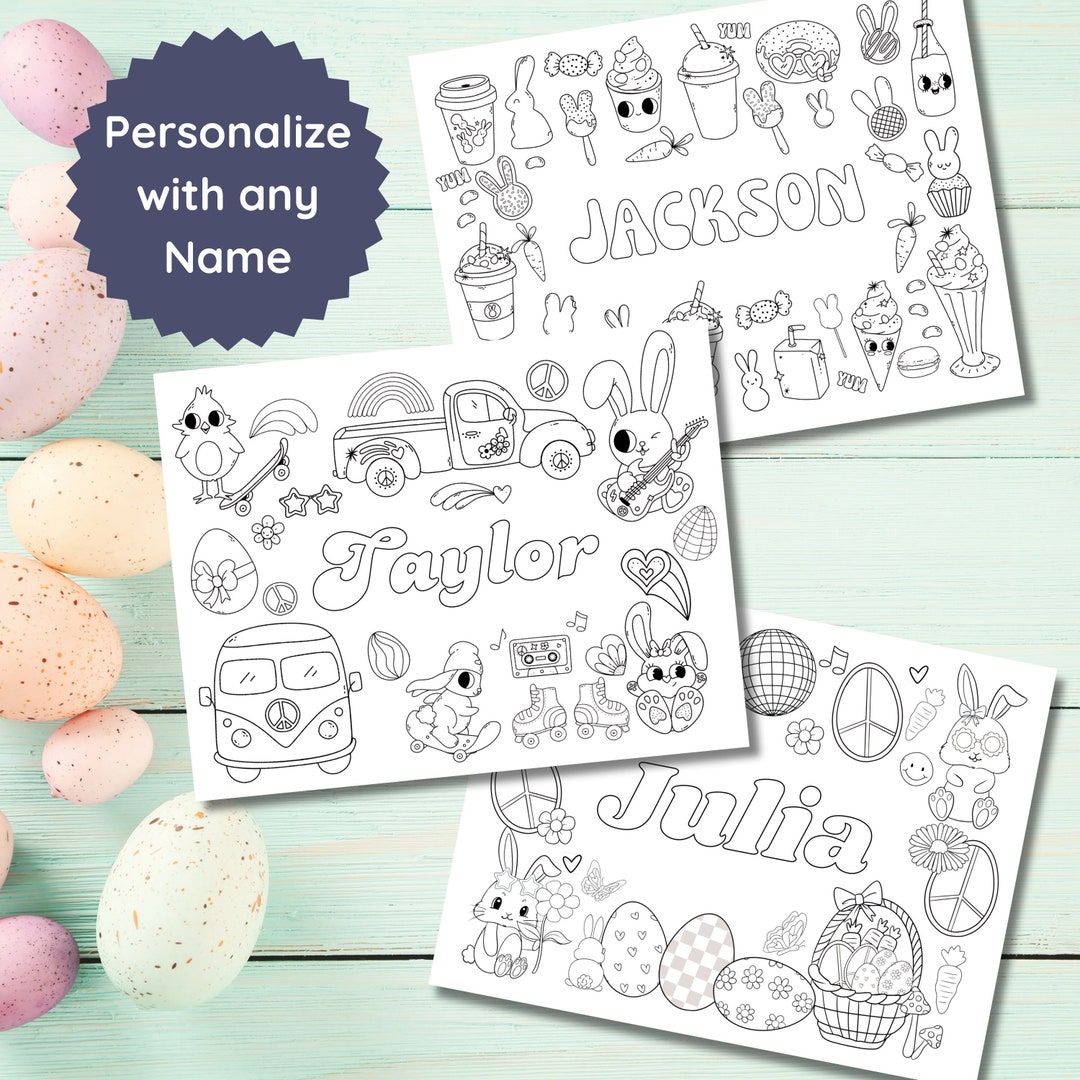 Personalized Kids Coloring Page, Customized Easter Gift, Printable Name ...