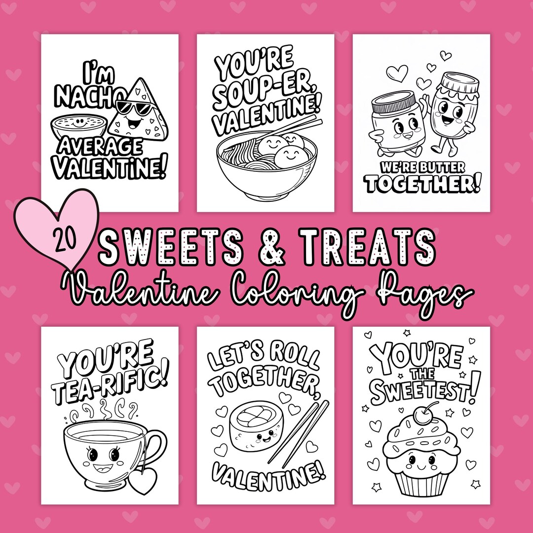 Valentine Coloring Pages for Kids, Teens, and Adults - Sweets and ...