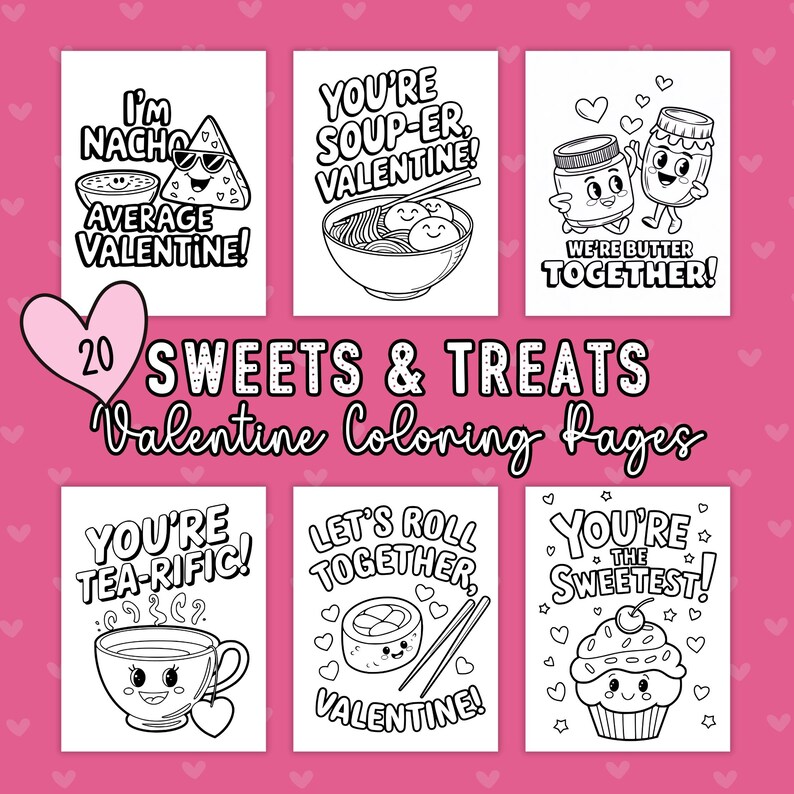 Valentine Coloring Pages for Kids, Teens, and Adults - Sweets and ...