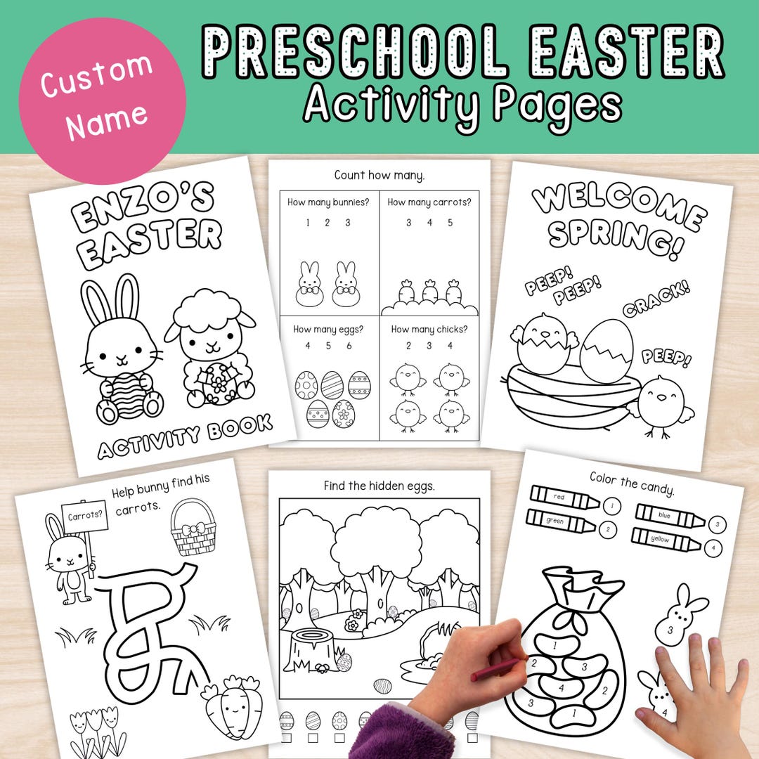 Preschool Easter Activity Pages for Kids and Toddlers, Cute Simple ...