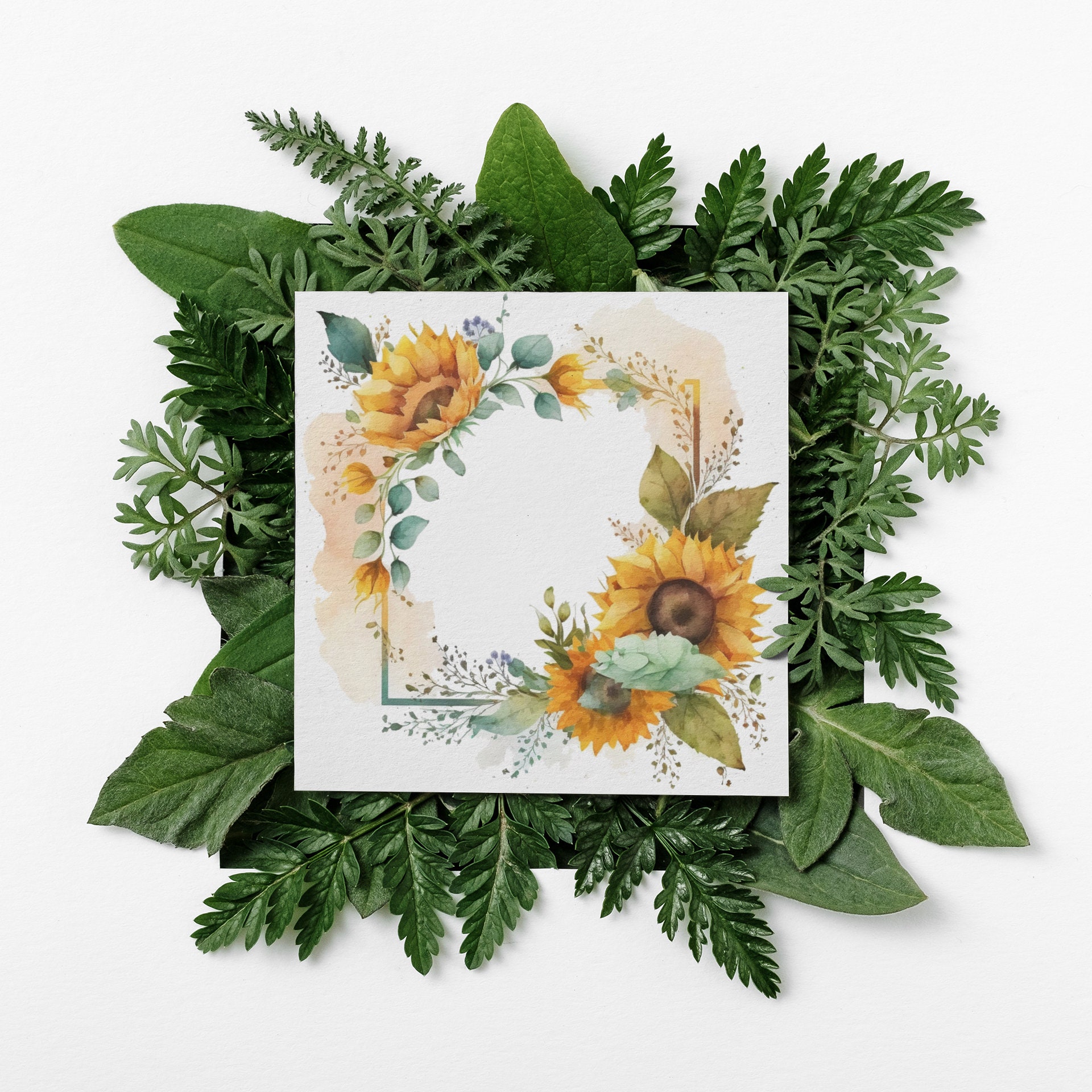 Set of 1 Sunflower Frame Clipart Floral Border Watercolor Flower Summer ...