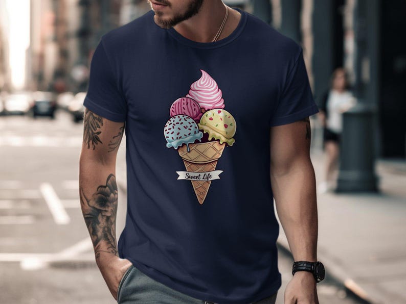 Cute Ice Cream Cone Graphic T-shirt, Sweet Life Tee - Etsy