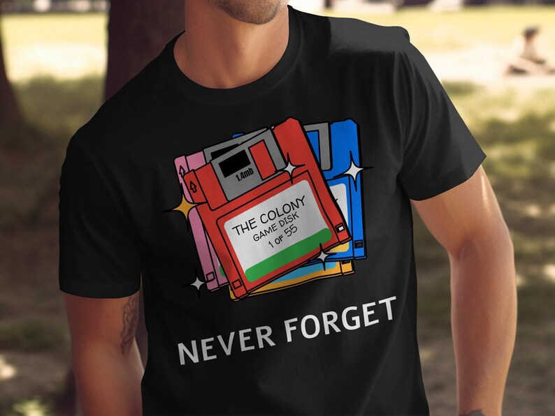 Never Forget Vintage Floppy Disk Design T-shirt, Retro Computer Game ...