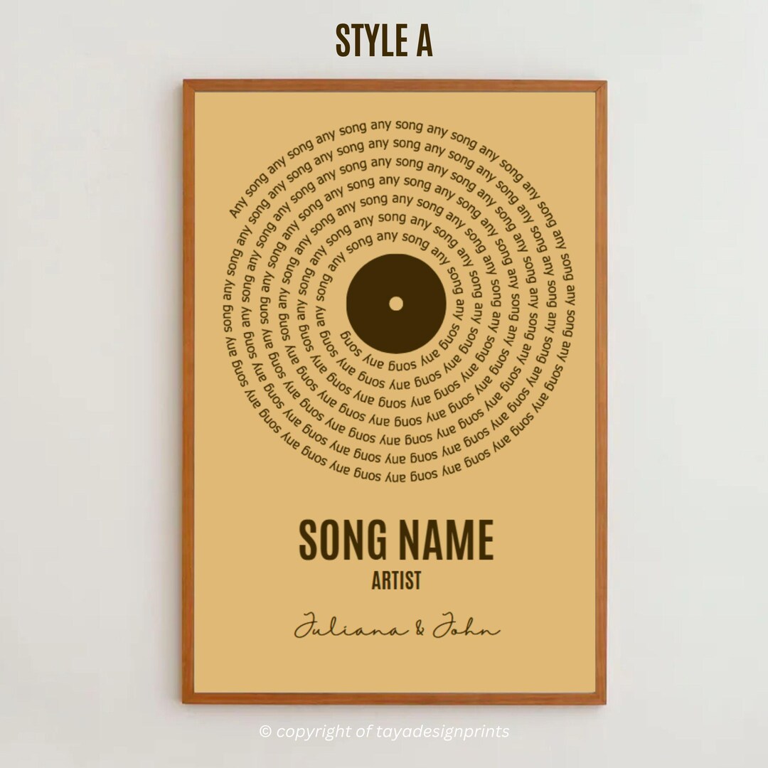 Custom Song Lyrics Poster, Personalized Music Print, Vinyl Record Wall ...