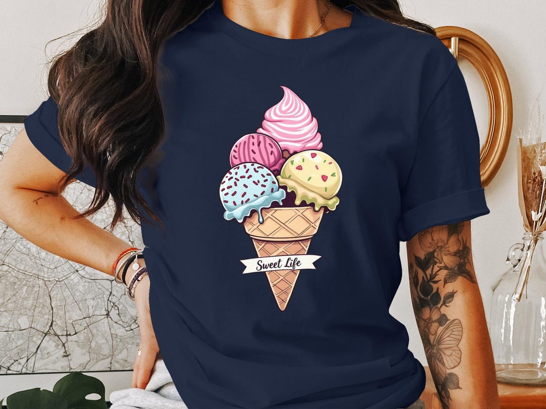 Cute Ice Cream Cone Graphic T-shirt, Sweet Life Tee - Etsy