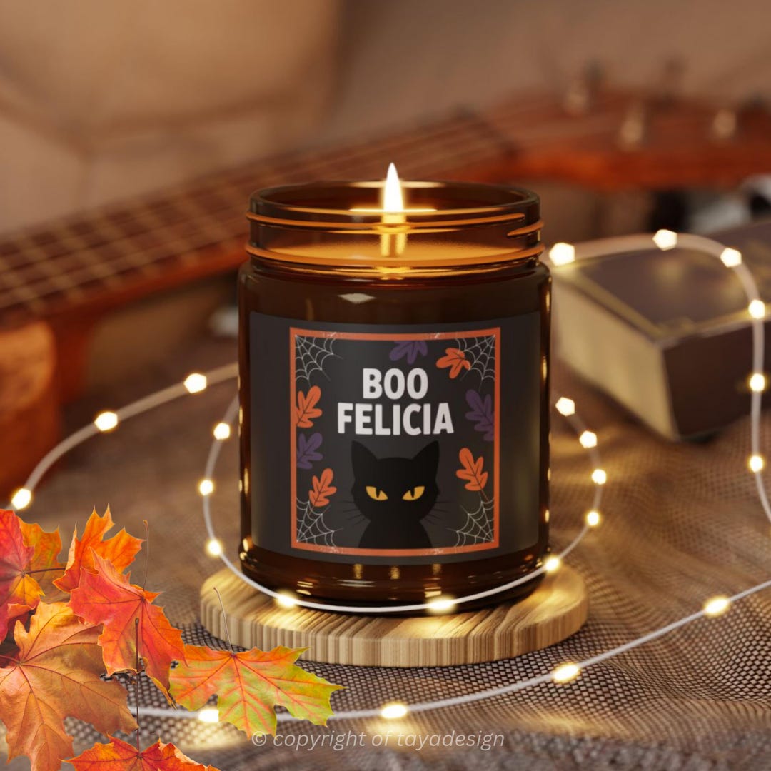 Boo Felicia Halloween Candle: Funny Scented Soy Candle With Black Cat ...