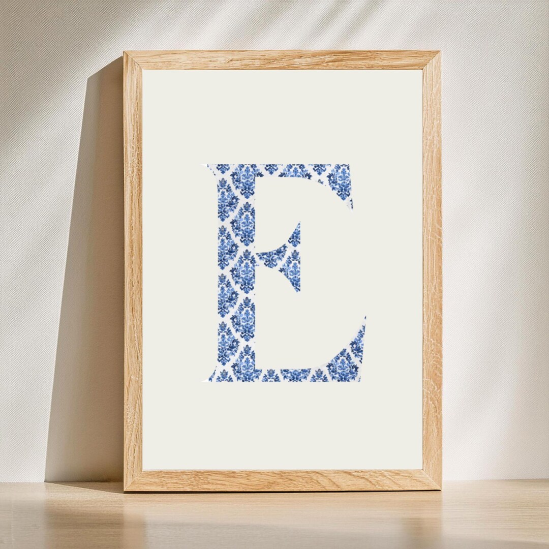 Personalized Letter Blue Chinoiserie Digital Download Elegant Custom ...