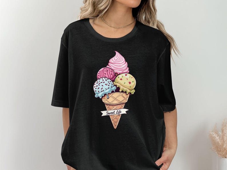Cute Ice Cream Cone Graphic T-shirt, Sweet Life Tee - Etsy