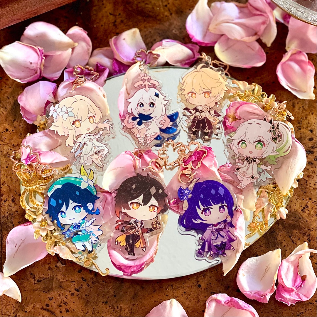 Genshin Impact Characters Holographic Shimmer Acrylic Charms - Etsy