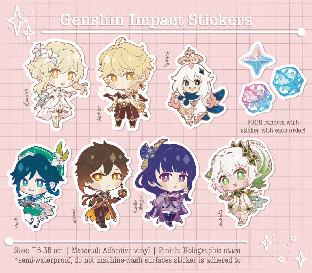 Genshin Impact Holographic Chibi Character Stickers! - Etsy