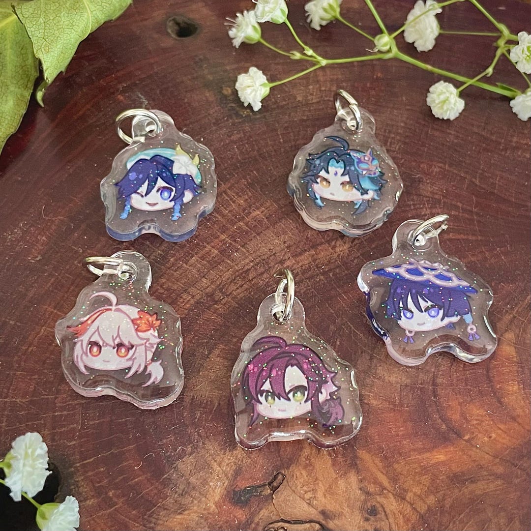 Genshin Impact Anemo Bois Holographic Shimmer Acrylic Phone Charms With ...
