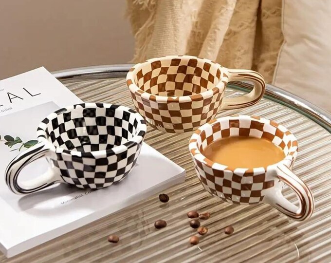 Checkerboard Mug in Matte Black - Etsy