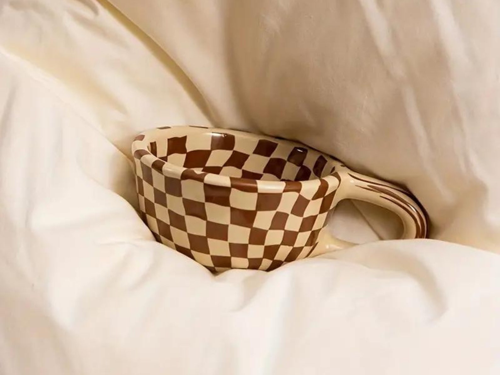 Ceramic Checkerboard Mug Coffee Mug Brown & Black Check Mug Cappuccino ...