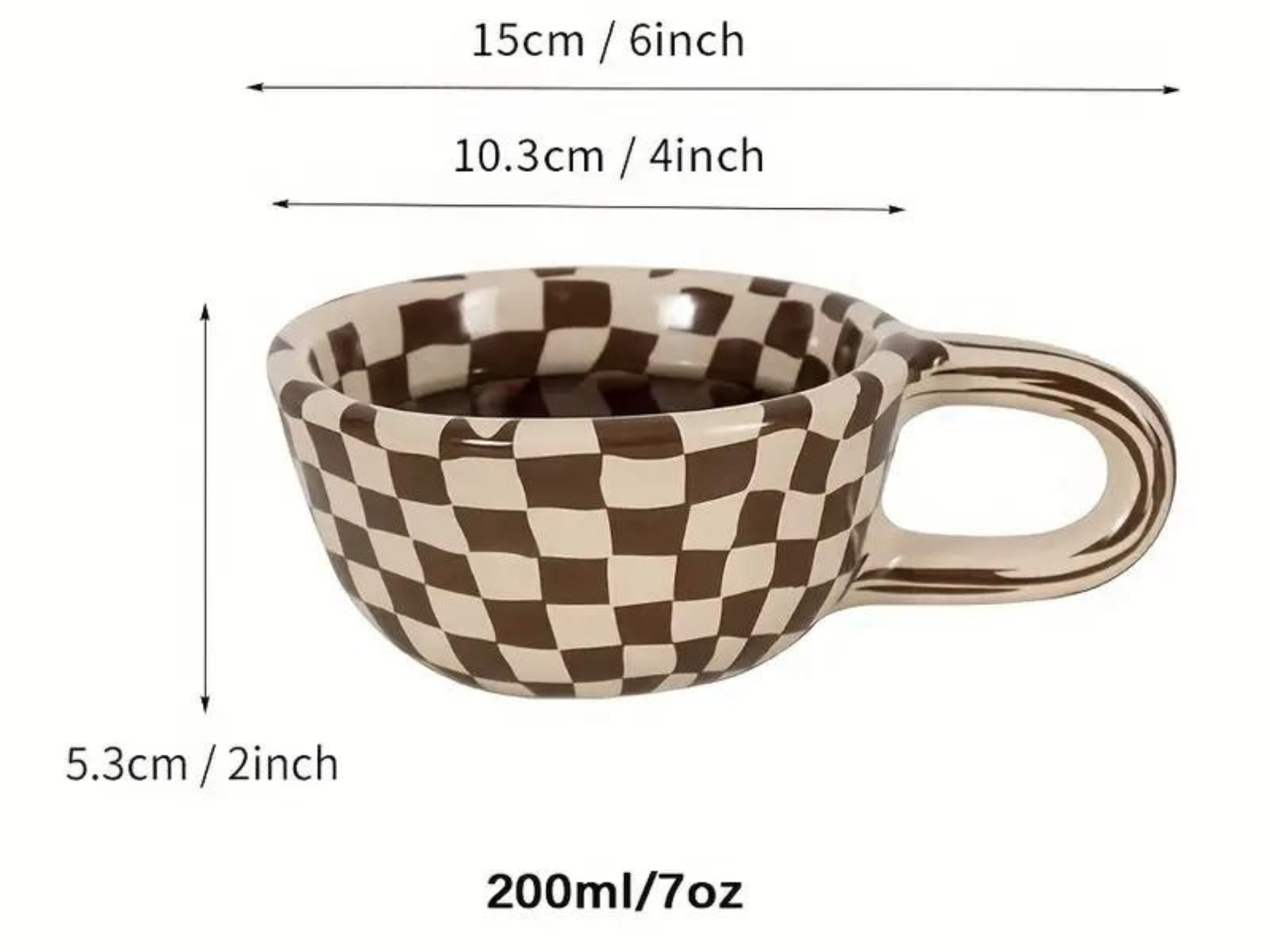 Ceramic Checkerboard Mug Coffee Mug Brown & Black Check Mug Cappuccino ...