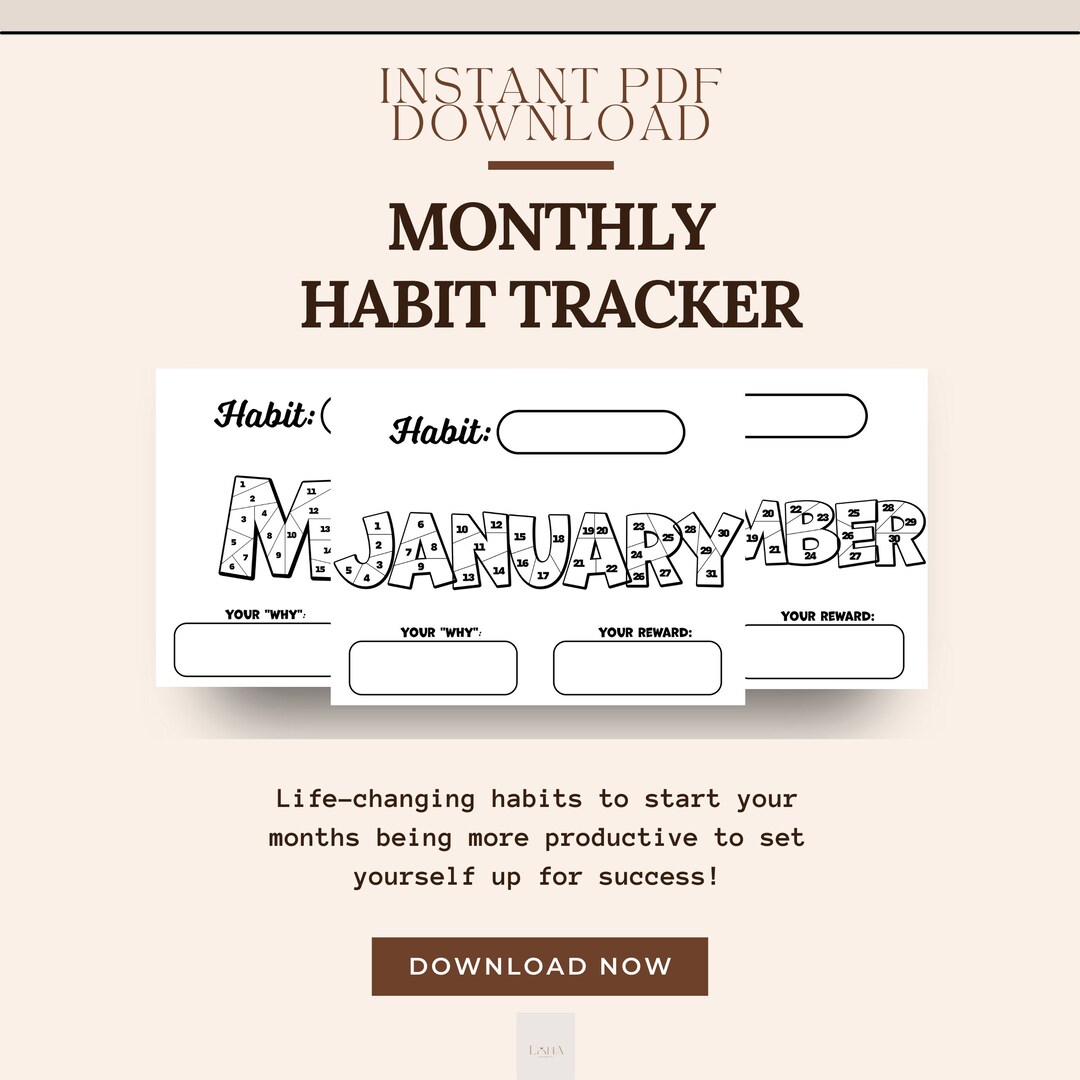 2025 Habit Tracker | Color to Fill in | PDF Print | Monthly Habit ...