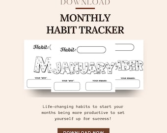 2024 Habit Tracker Color to Fill in PDF Print Monthly Habit Tracker ...