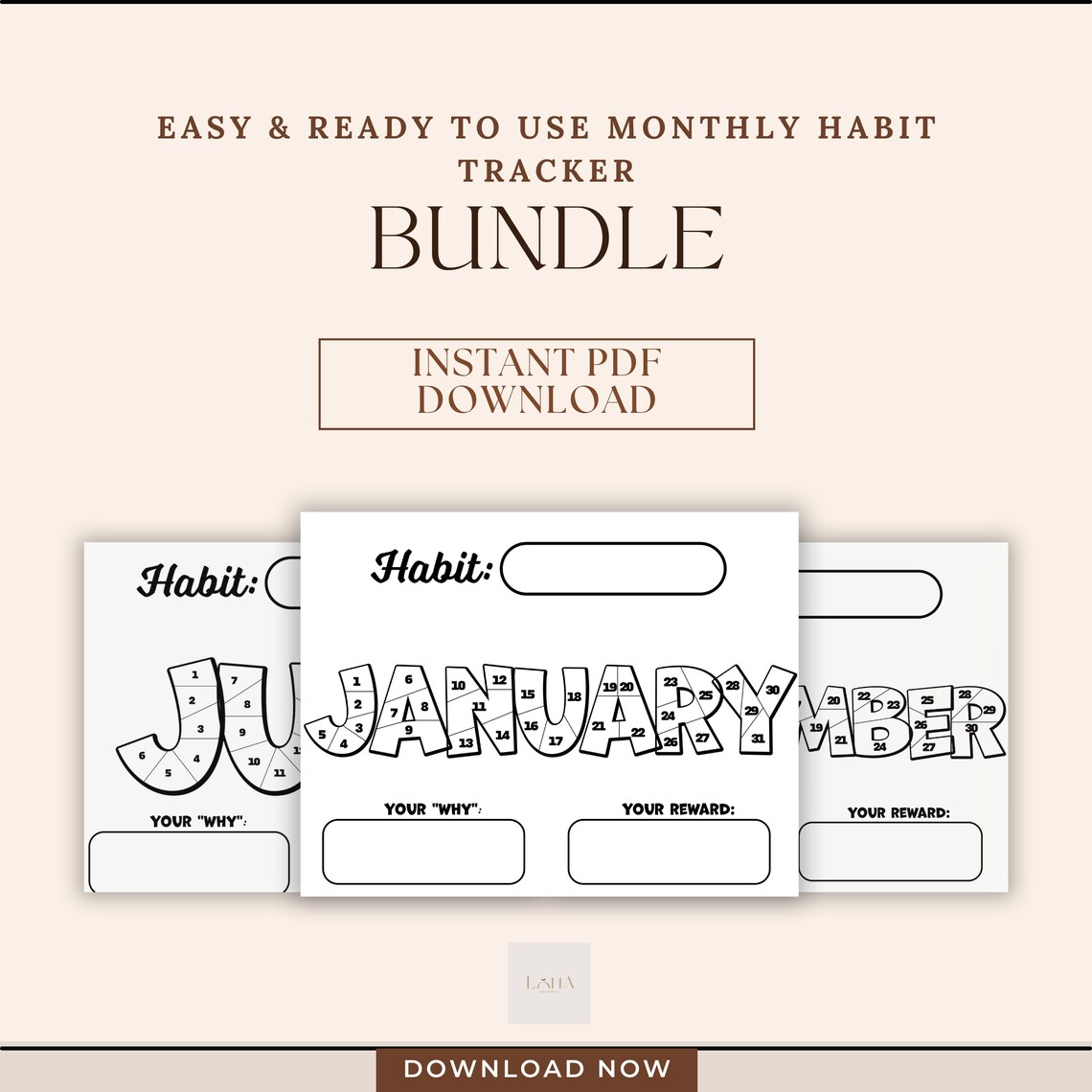 2025 Habit Tracker | Color to Fill in | PDF Print | Monthly Habit ...