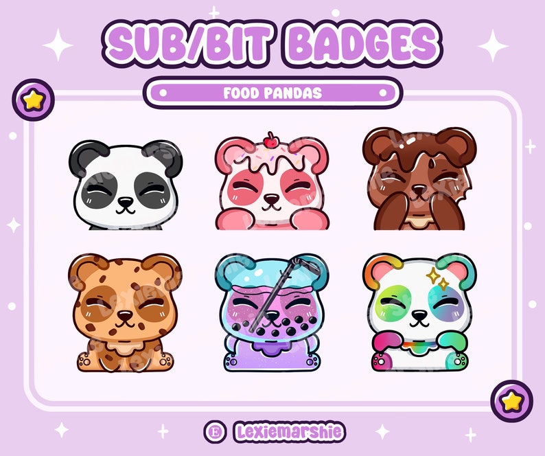 Panda Twitch Sub Badges // Bit Badges // Desserts // Food // Panda ...