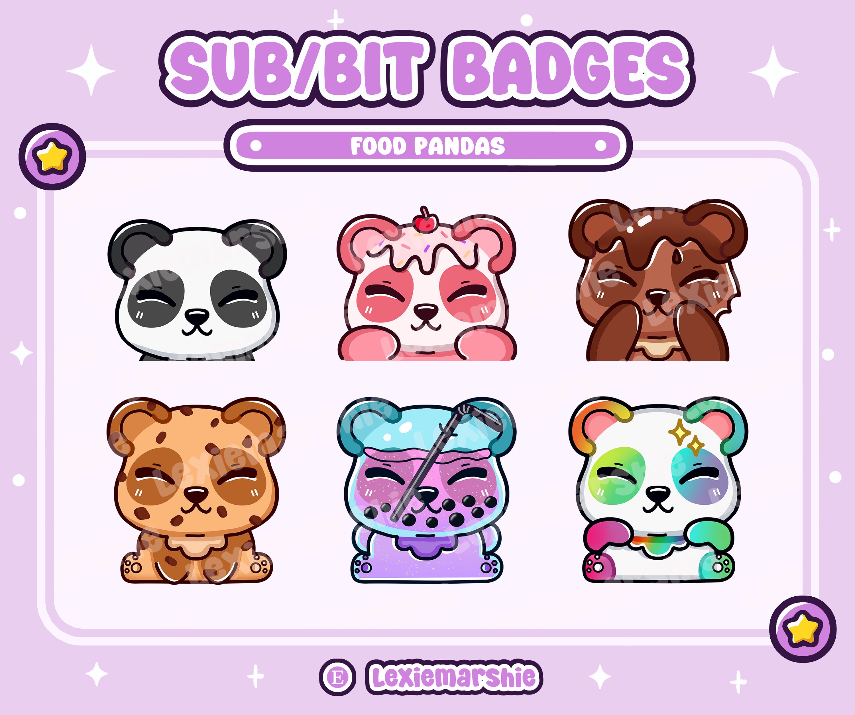 Panda Twitch Sub Badges // Bit Badges // Desserts // Food // Panda ...
