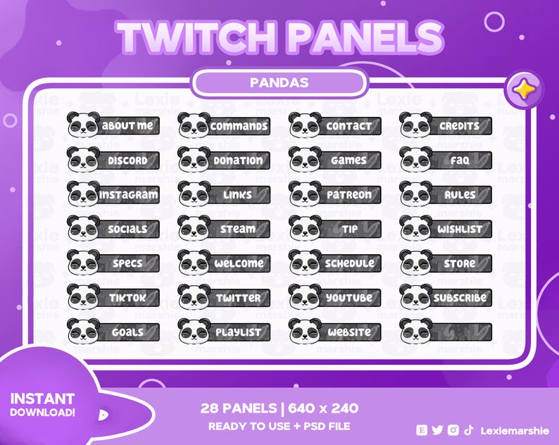 Cute Panda Panels for Twitch | 28 Panda Twitch Panels | Minimal ...