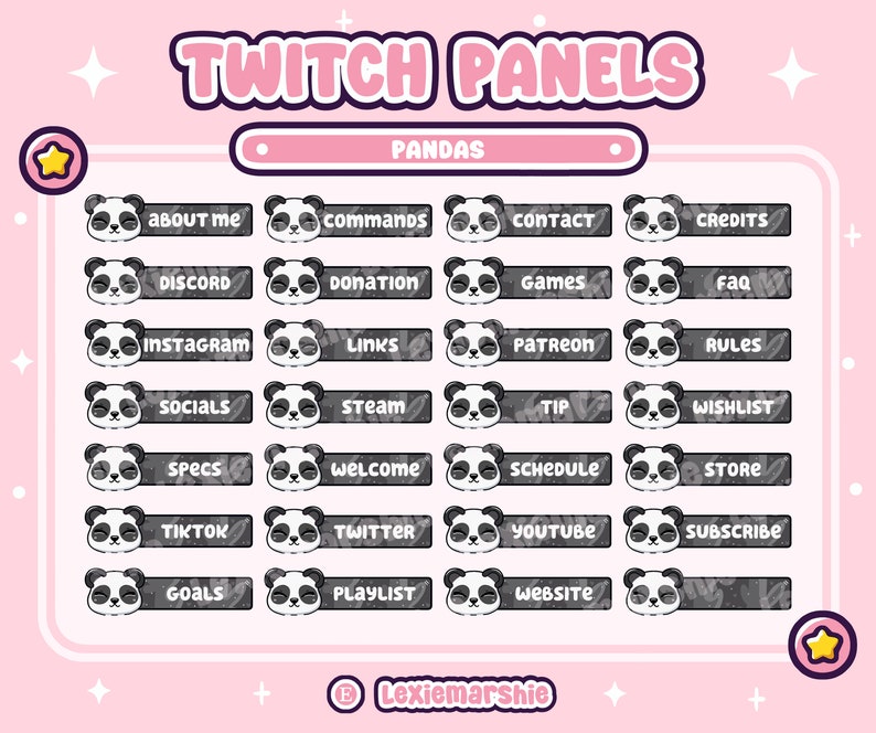 Cute Panda Panels for Twitch // Kawaii // Stream Panel - Etsy Australia