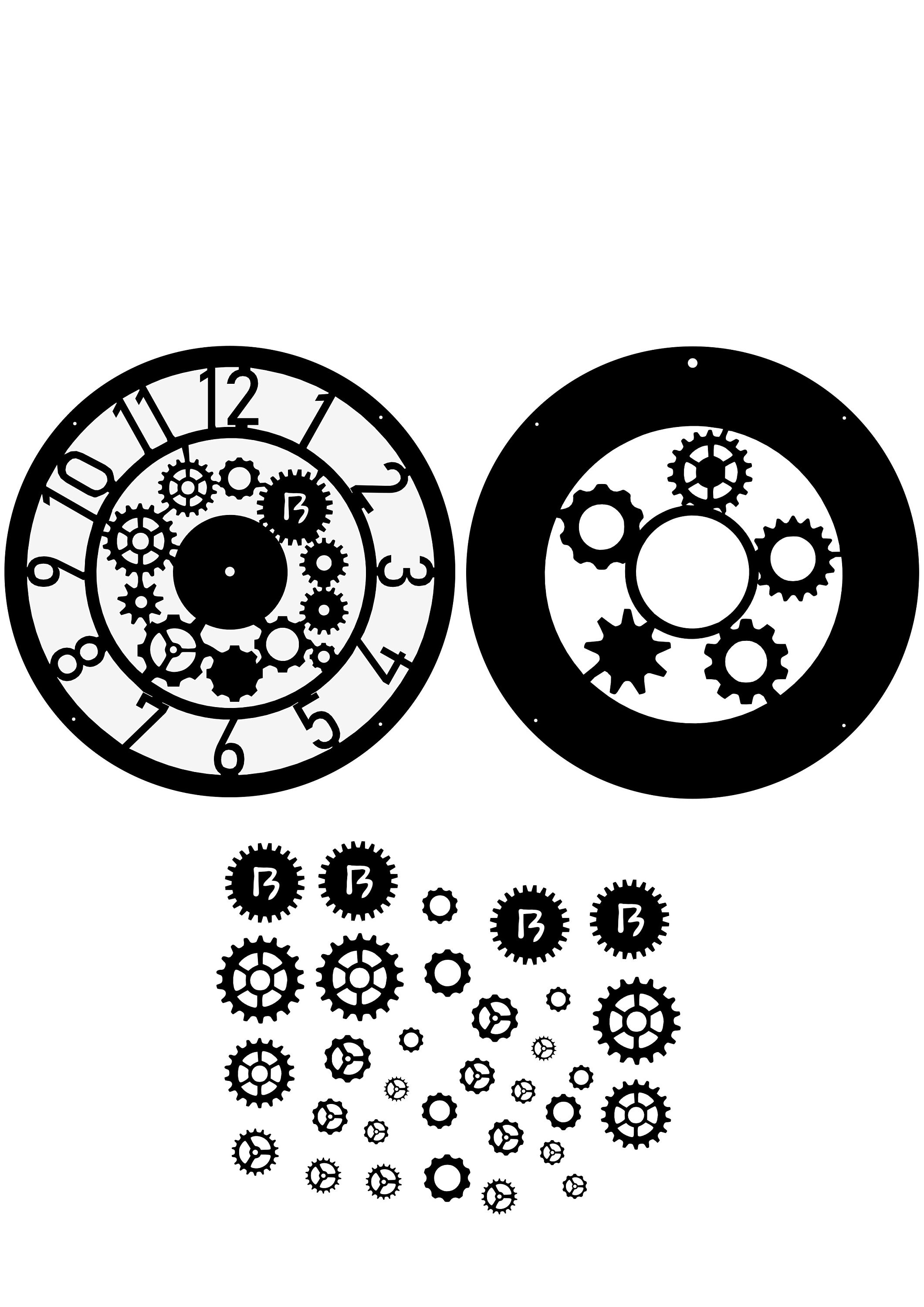 Gear Cog Multi Layered Clock DIGITAL FILES Dxf Dwg Svg Jpg Cutting ...