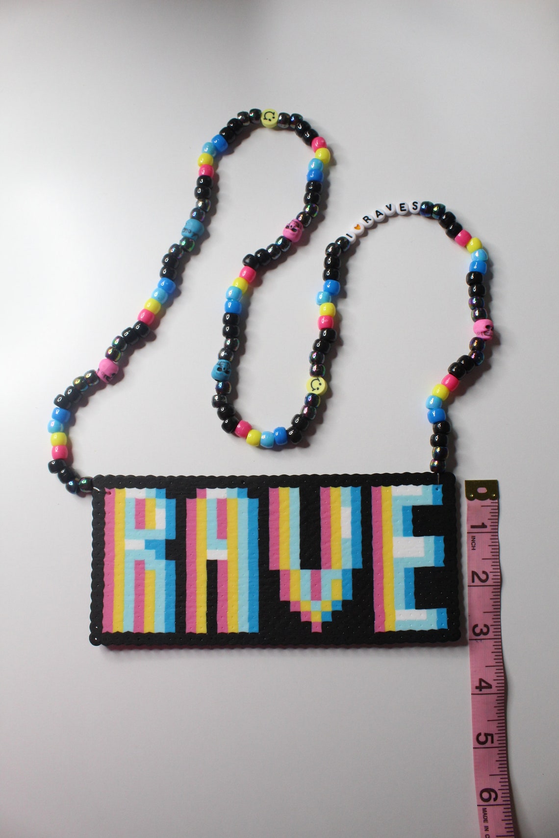 Trippy Rave Perler Necklace - Etsy