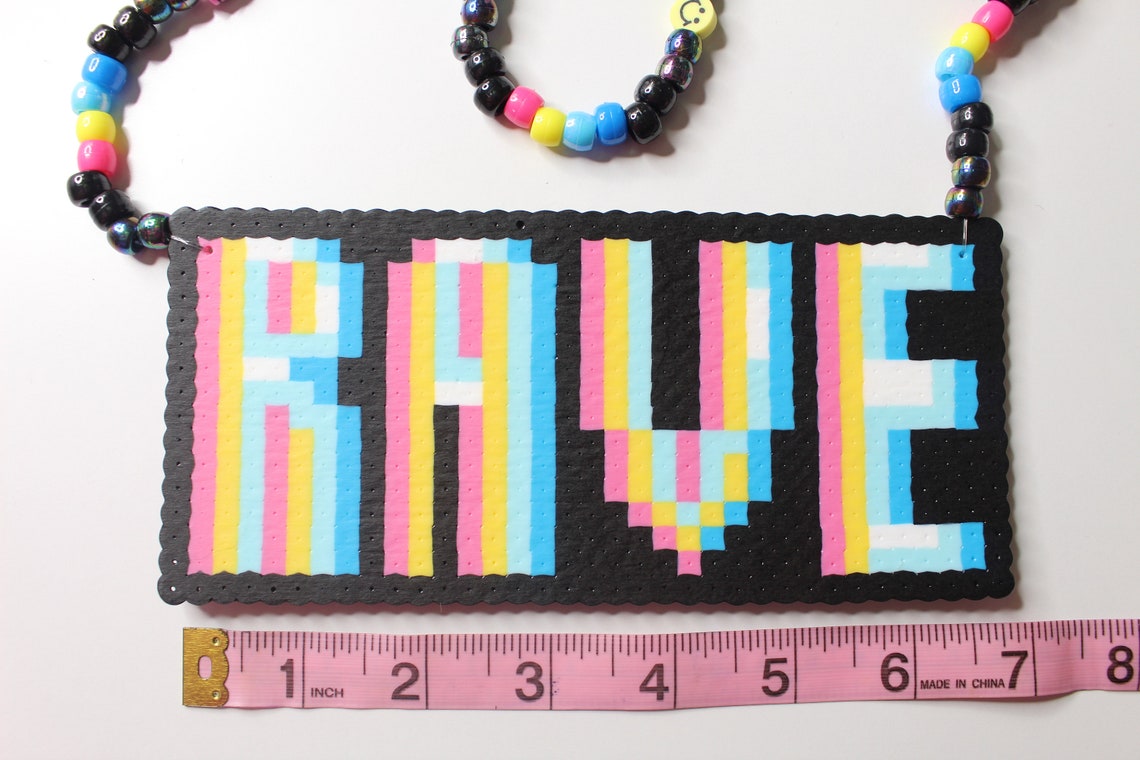 Trippy Rave Perler Necklace - Etsy