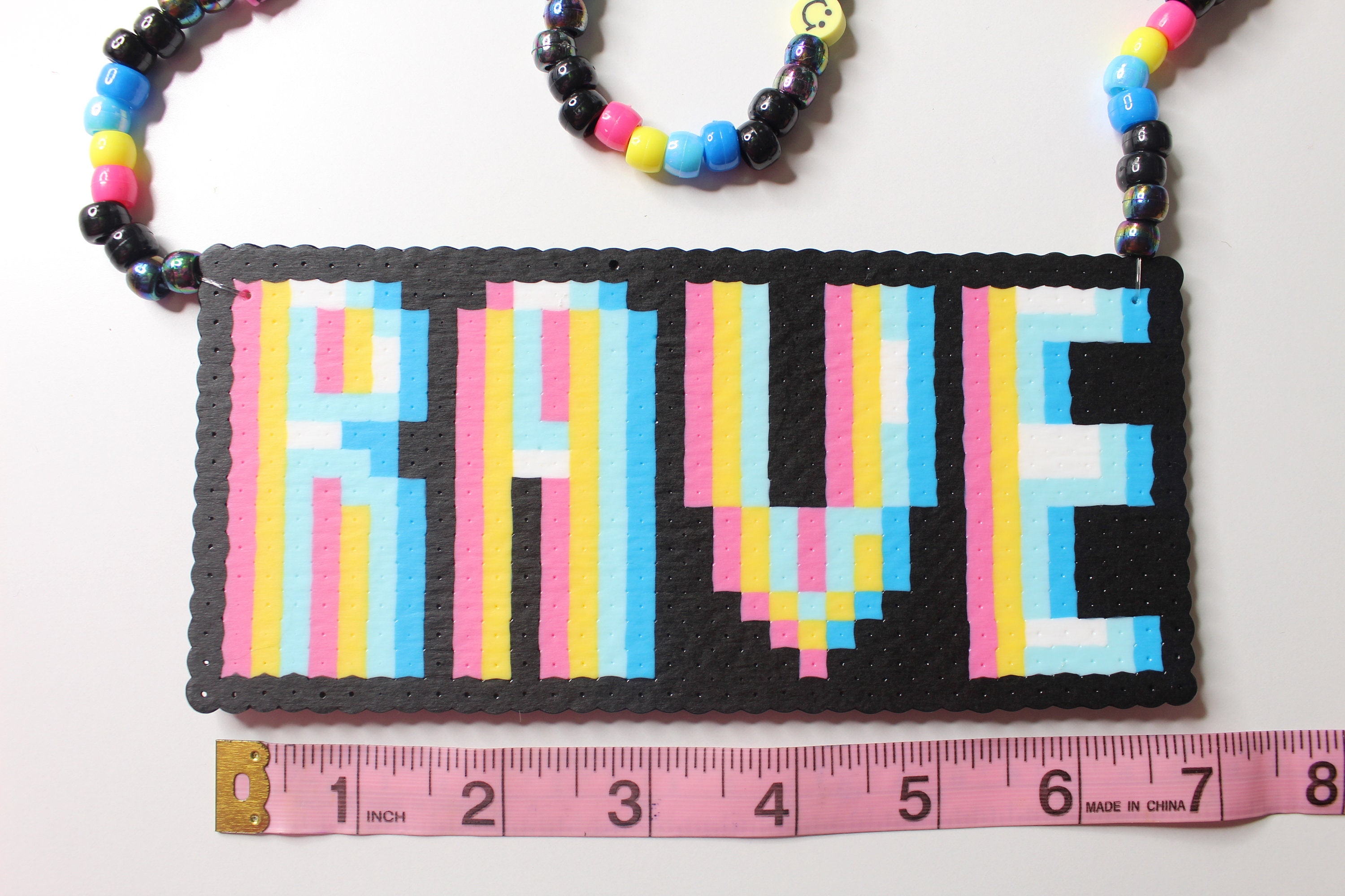 Trippy Rave Perler Necklace - Etsy