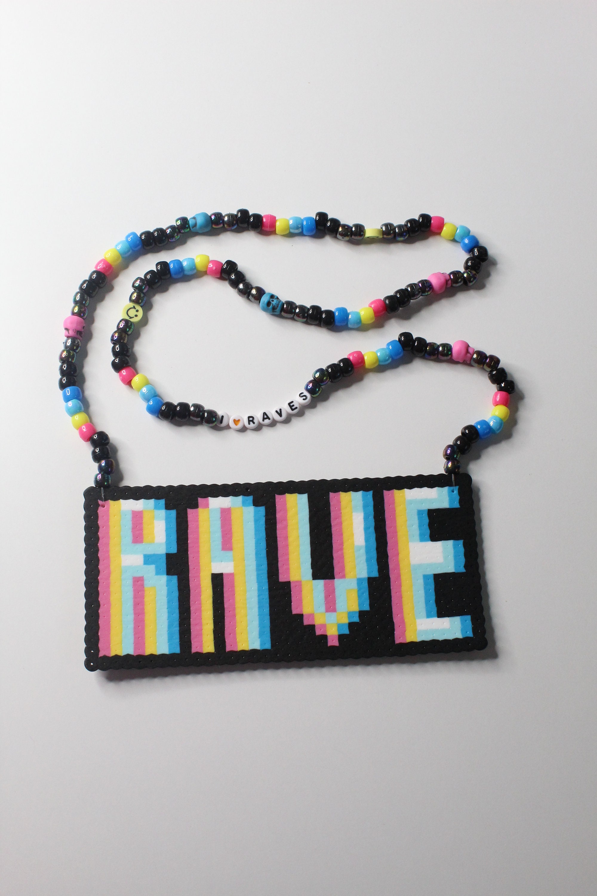 Trippy Rave Perler Necklace - Etsy