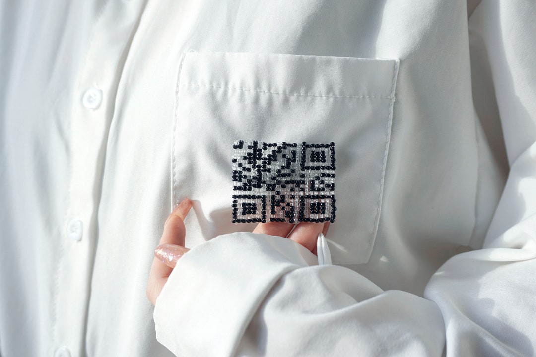 Hand Beaded QR Code Brooch - Etsy