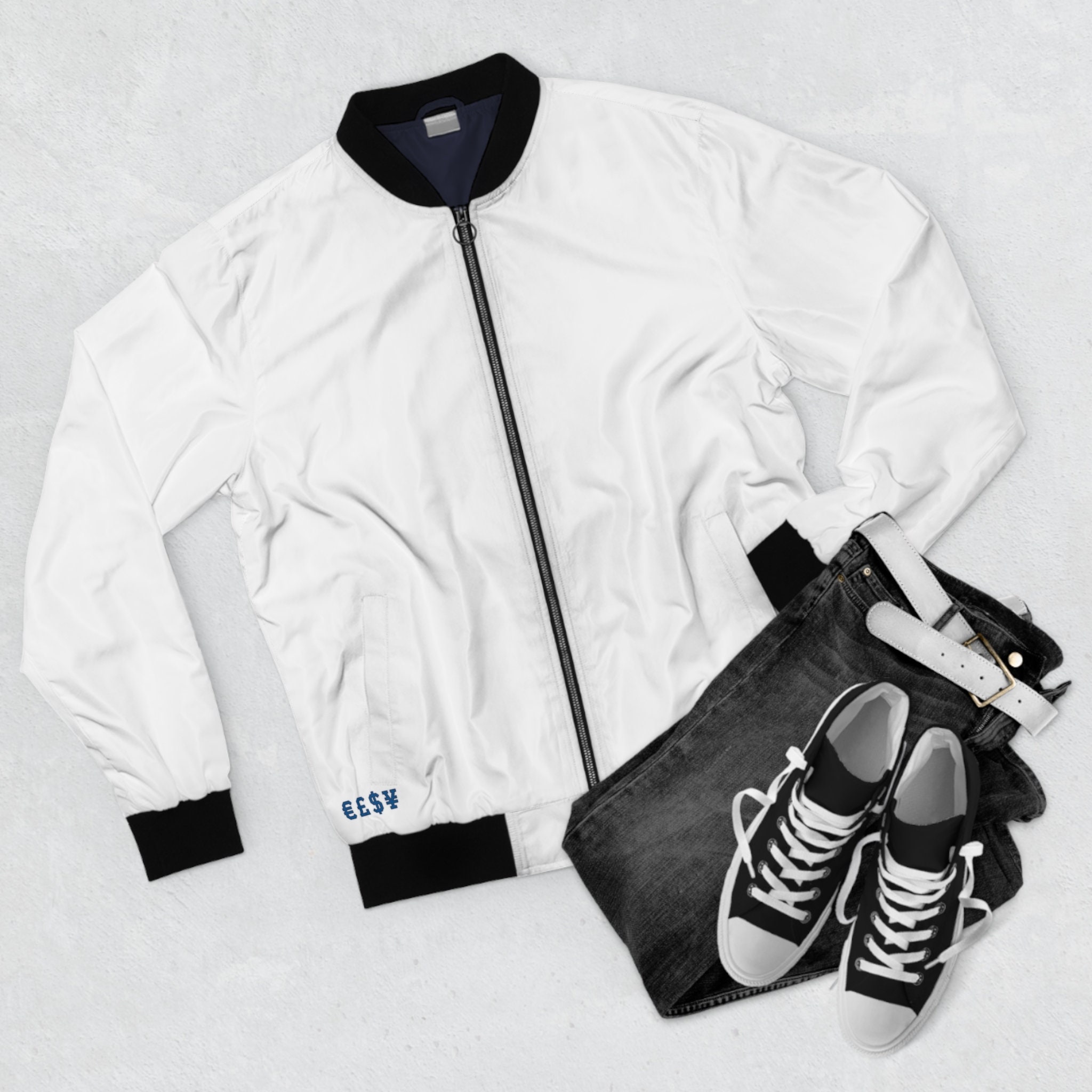 White Bomber Jacket | Men's | 5 Sizes | Classic Style, Casual Wear ...