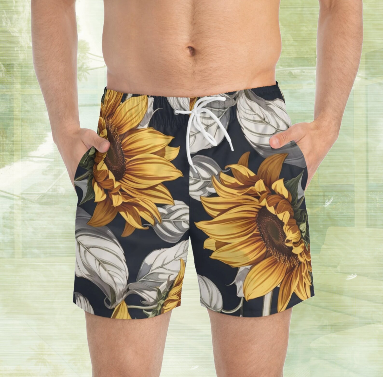 Sunflower Swim Trunks, Men's Summer Surf Swim Trunks Beach Shorts Pants ...