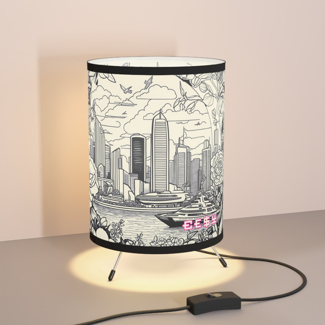 The Watts up Easy Lamp in Pink / High Res Printed Shade Fluorescent ...