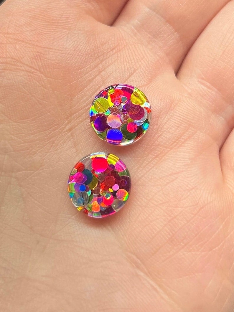Buttons Handmade Multicolored Sequin Resin Buttons for Sewing 1 Button ...