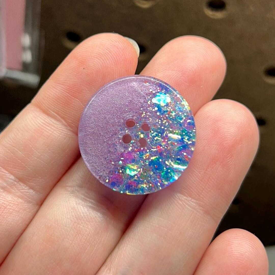 Handmade Buttons - Mermaid Sparkle Pink Purple and Blue Resin Button (1 ...