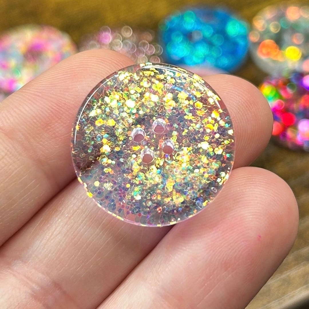 Buttons - Handmade See Through Iridescent Sparkle Resin Buttons for ...