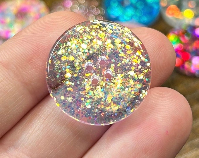 Buttons - Handmade See Through Iridescent Sparkle Resin Buttons for ...