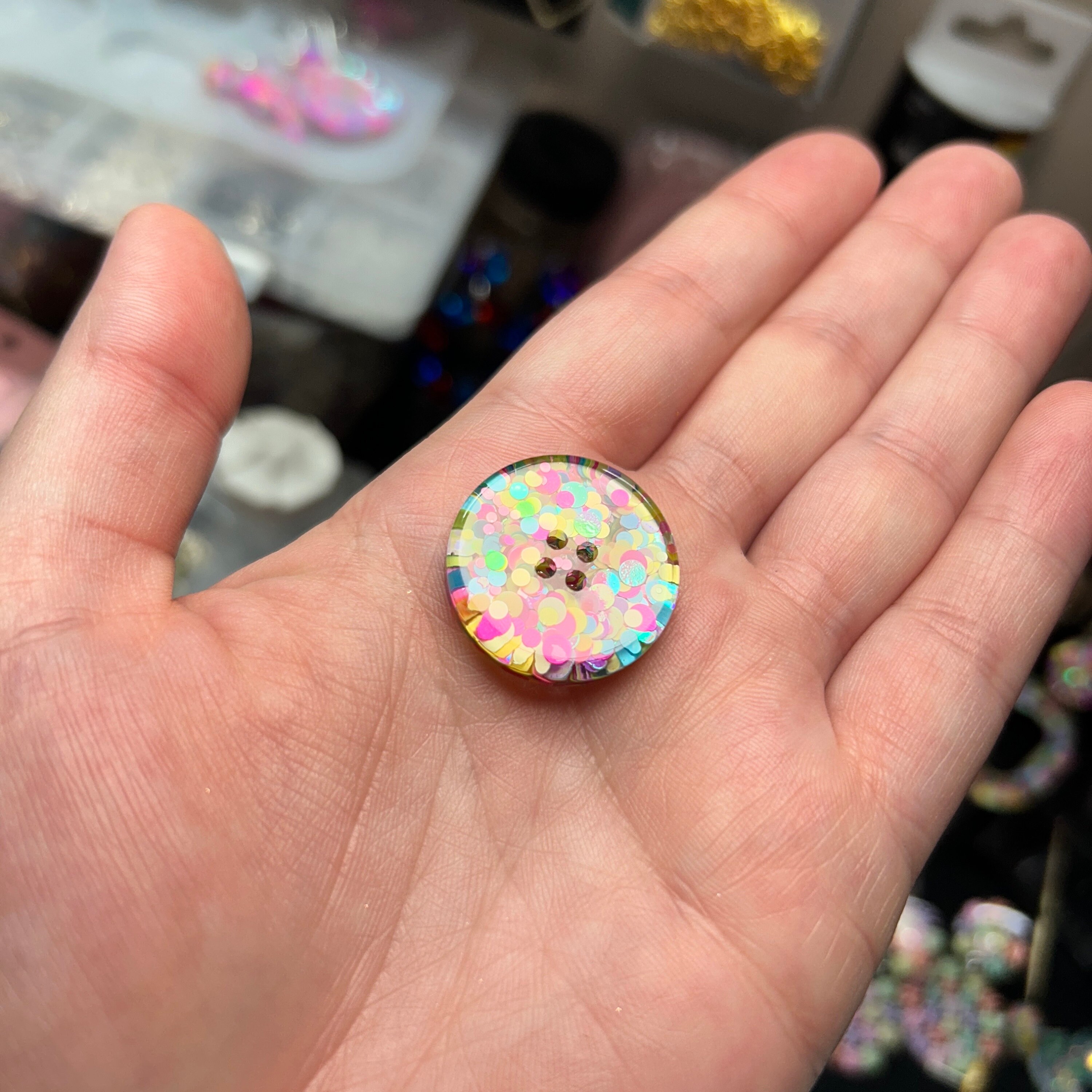 Buttons Handmade Girly Multicolored Resin Buttons for Sewing 1 Inch ...