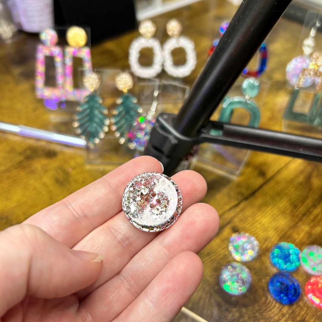 Buttons - Handmade Rose Gold Sparkle Sequin Resin Buttons for Sewing (4 ...