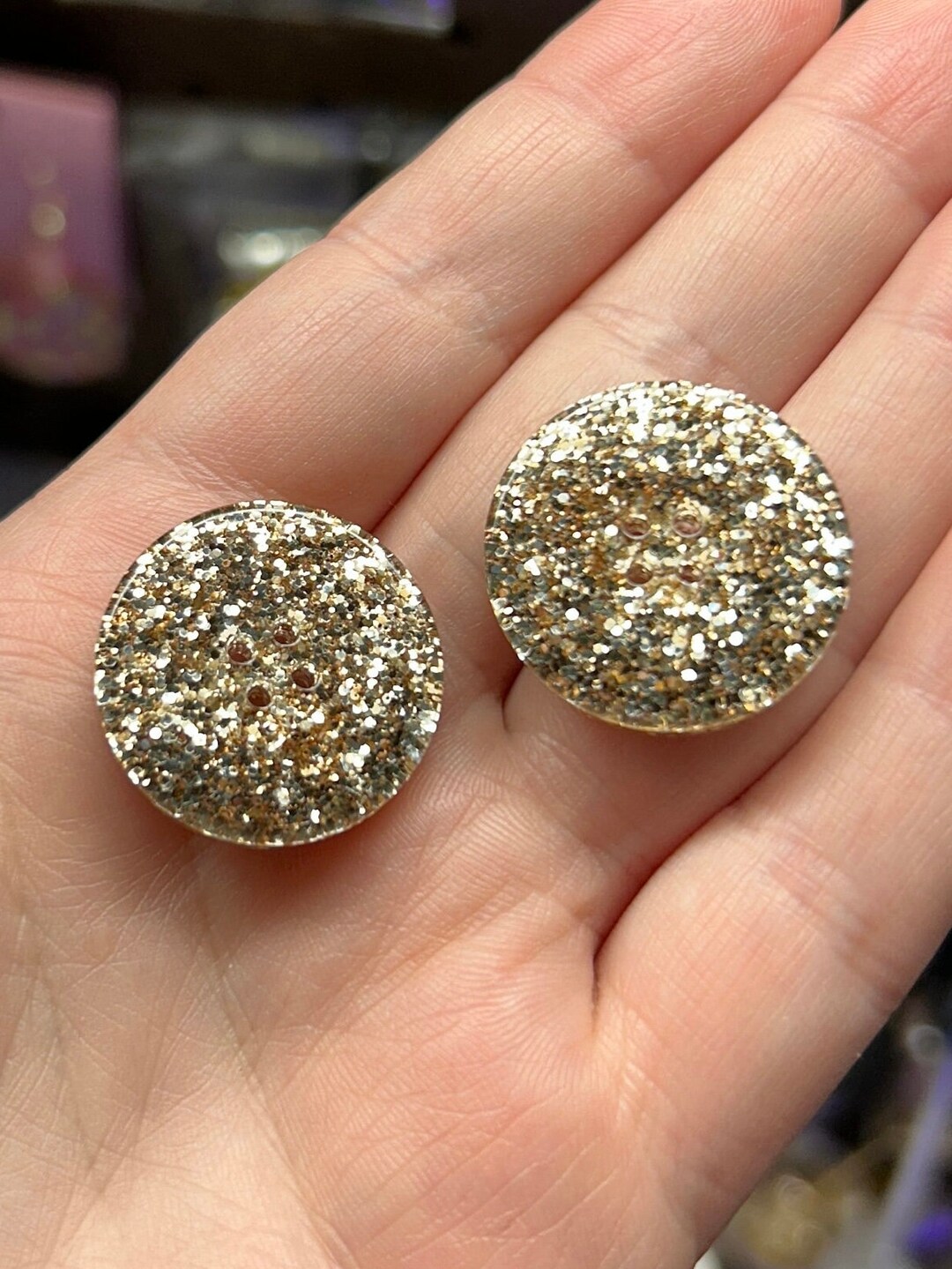 Buttons - Handmade Tarnished Gold Sparkle Resin Buttons for Sewing 1 ...