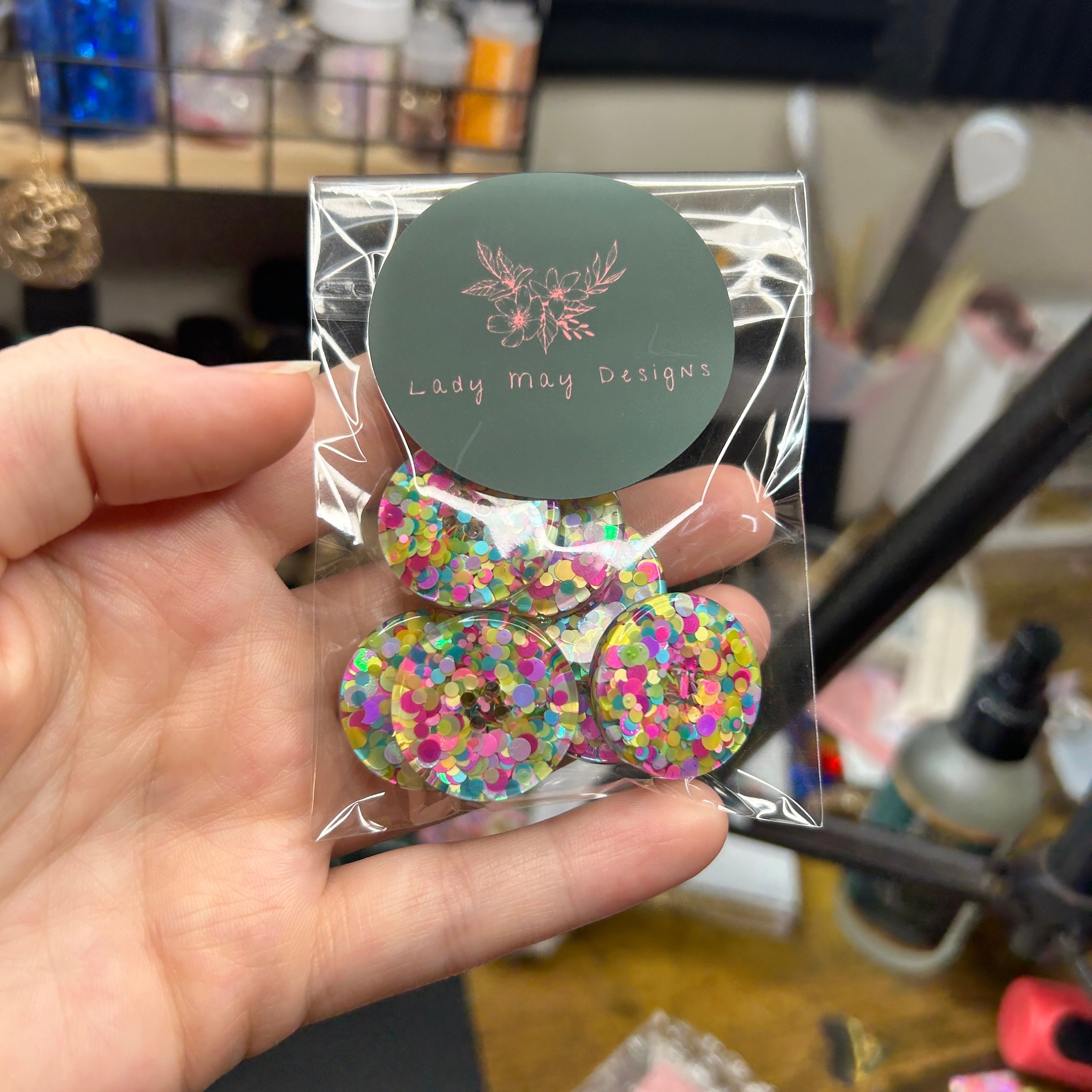 Buttons Handmade Girly Multicolored Resin Buttons for Sewing 1 Inch ...