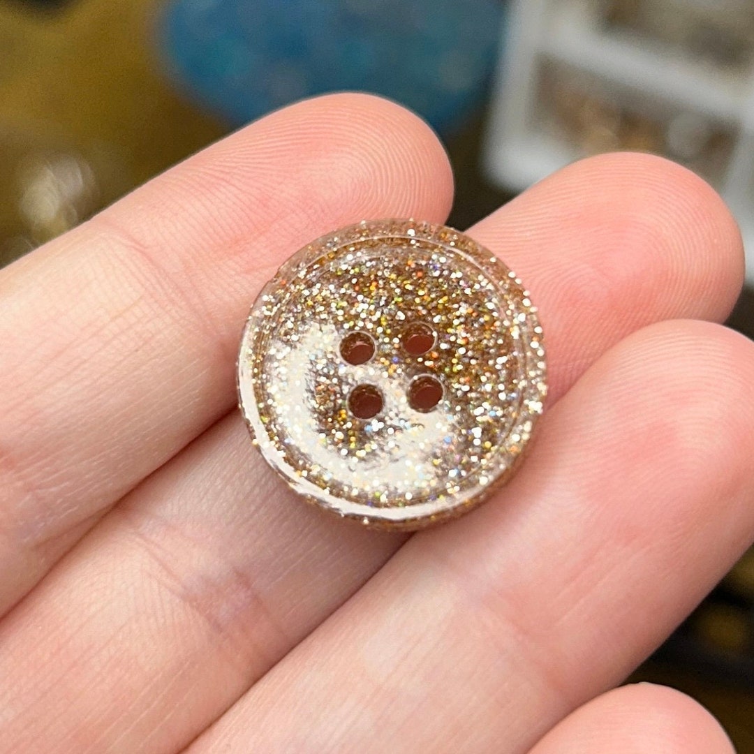 Buttons - Handmade Gold Sparkle Resin Buttons for Sewing (1 Button ) 0. ...