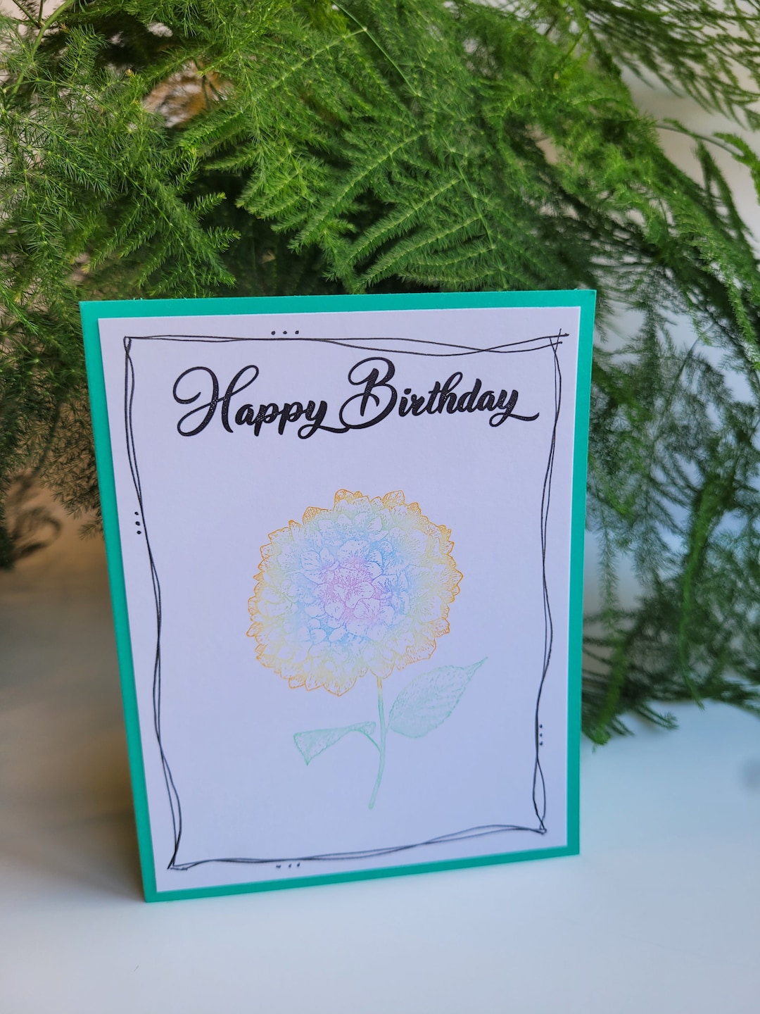 Floral Birthday Card Handmade Blank Card With Flower - Etsy