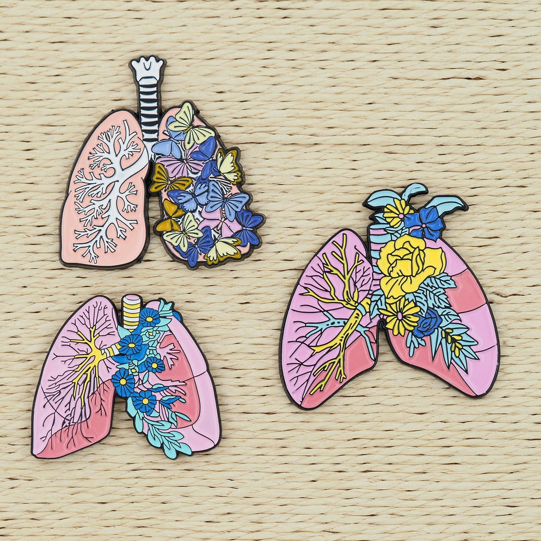 Flower Heart Brain Lung Organ Pin Hard Enamel Pins Kawaii Pin - Etsy