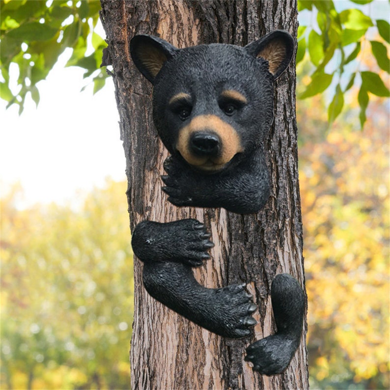 Bear Cub Tree Hugger Bear Sculpture Garden Decor Tree Huggers - Etsy