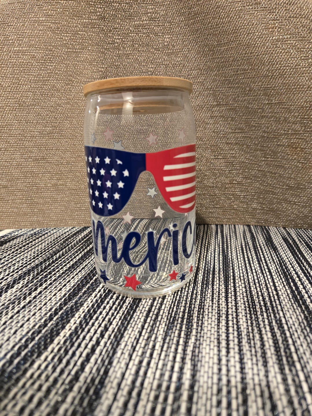 America Sunglasses, USA Art Glass (16 Oz), Hand Made With Bamboo Lid ...