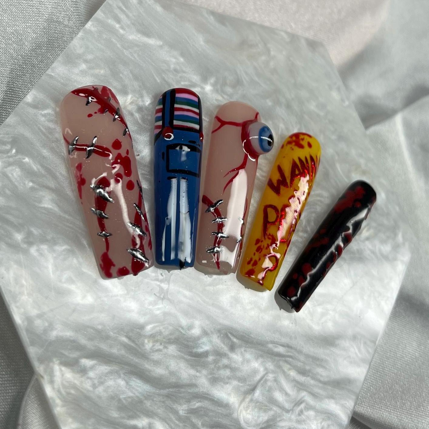 Halloween Inspired Chucky Nails - Etsy
