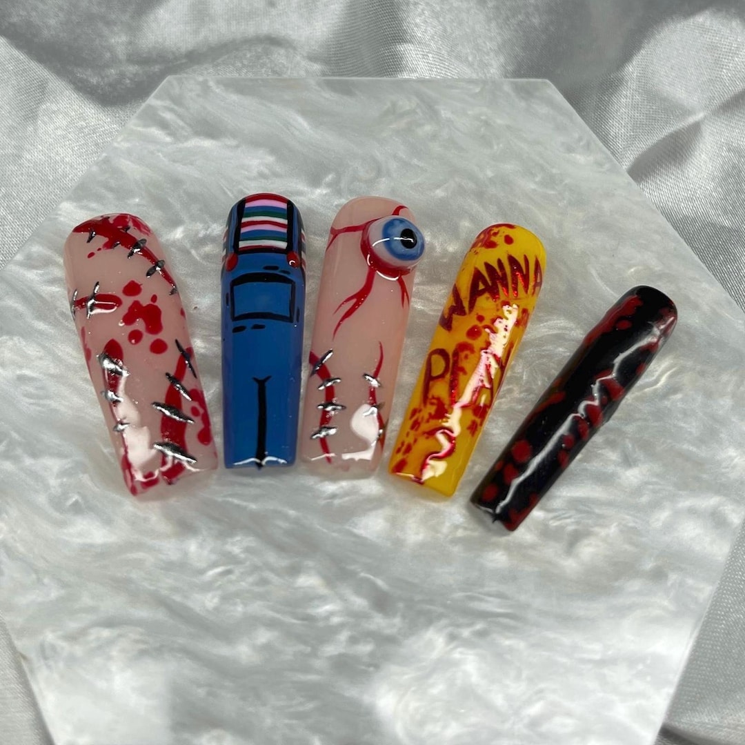 Halloween Inspired Chucky Nails - Etsy